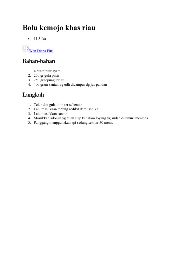 Bolu Kemojo Khas Riau | PDF