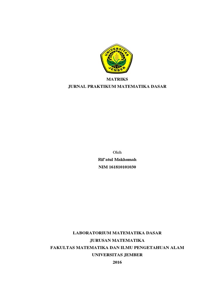 Matriks Jurnal Praktikum Matematika Dasar | PDF | Teaching Methods & Materials