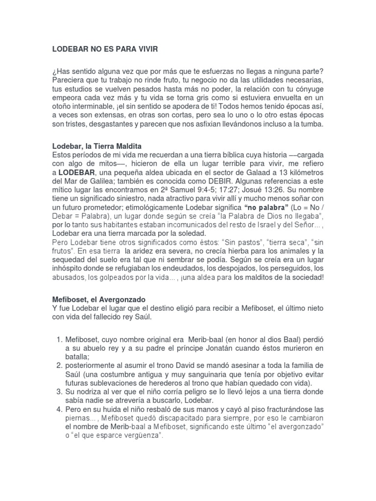 Lodebar: Un lugar de paso, no de vida | PDF | David