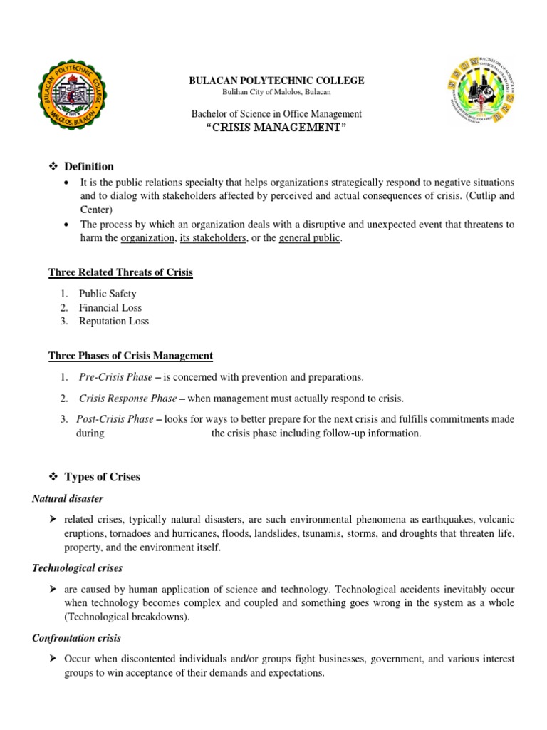 Crisis Management | PDF | Crisis Management | Risk