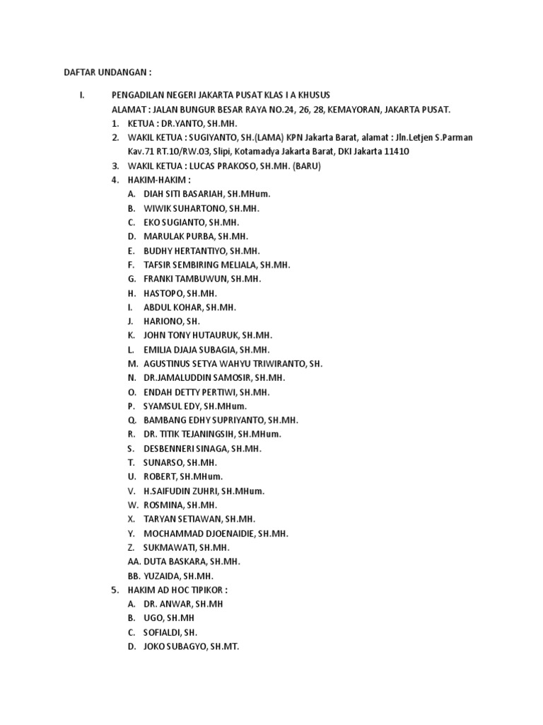 Daftar Undangan | PDF