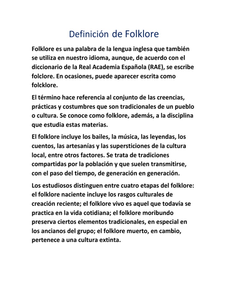 Definición y Significado de Folklore | PDF | Folklore | Tradiciones