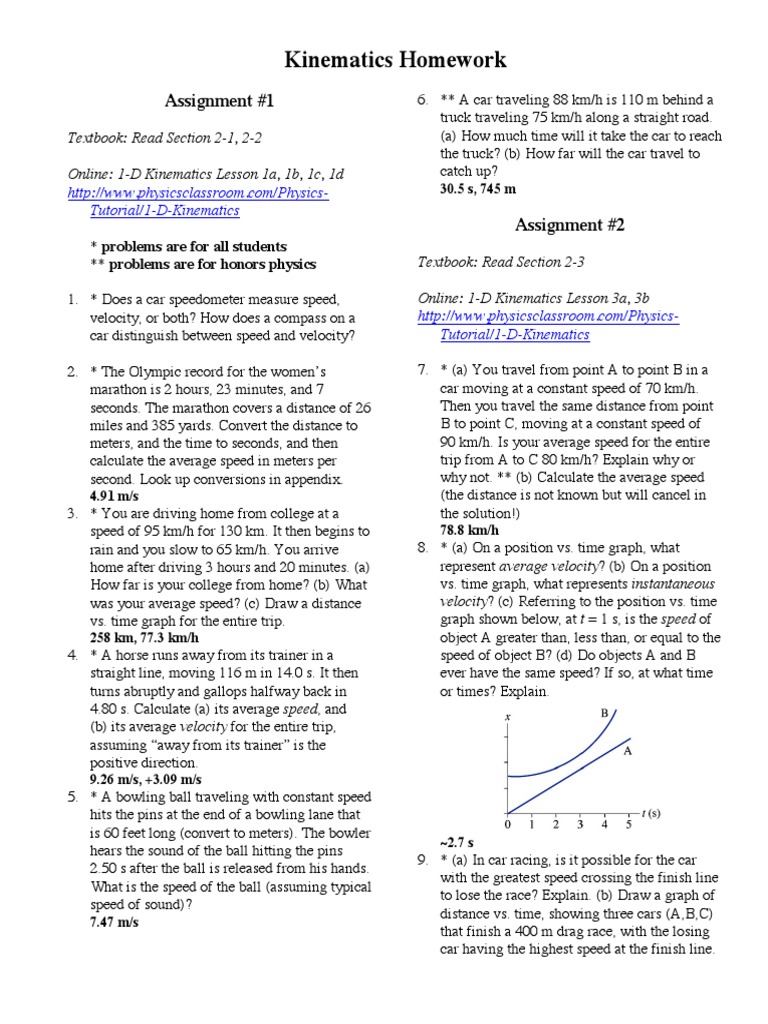 College Physics - Ch1-Kinematics Homework | PDF | Speed | Velocity