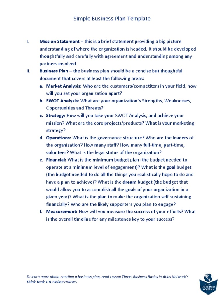 Simple Business Plan Template | PDF