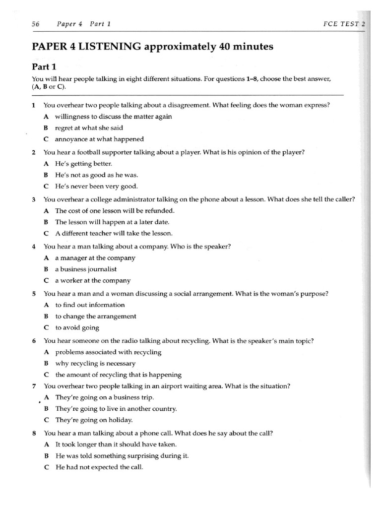 Test2 FCE Testbuilder - Listening PDF | PDF