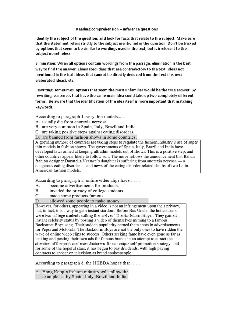2 Reading Comprehension - Inference Questions | PDF | Planets | Eating ...