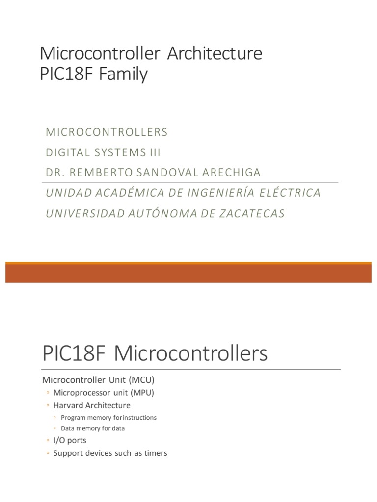 Microcontroller Architecture PIC18F Family: Microcontrollers Digital ...