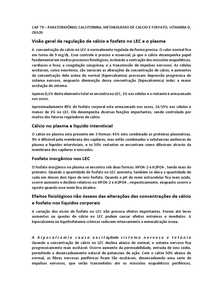 Capitulo 79 - Resumo Guyton | PDF | Vitamina D | Hueso