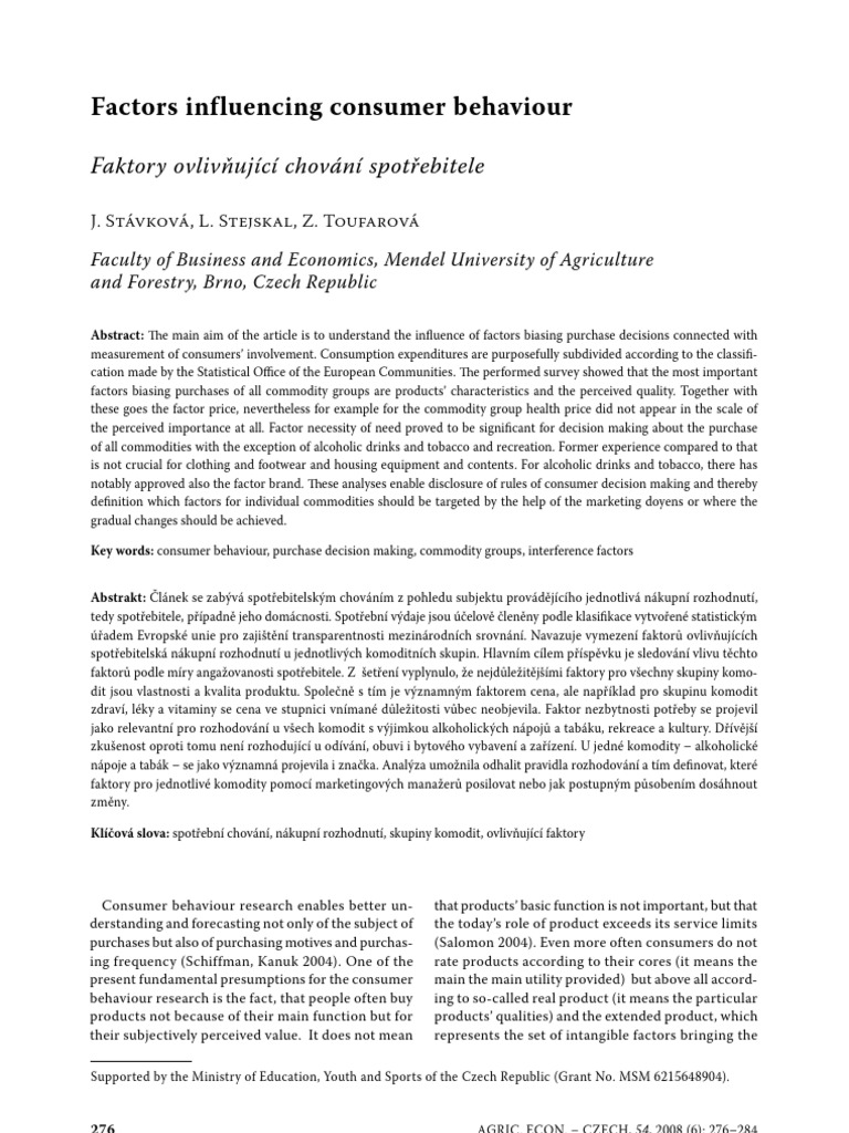 Factors Influencing Consumer Behaviour | PDF