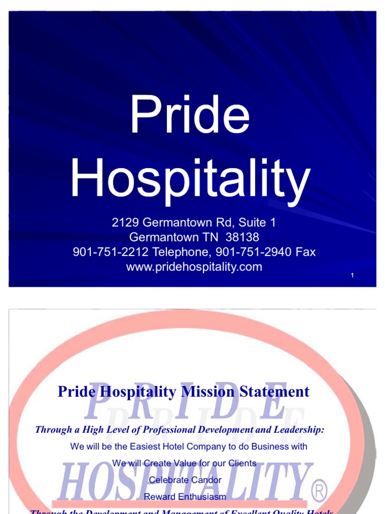 Pride Hospitality Power Point | PDF | Hotel | Hospitality Industry