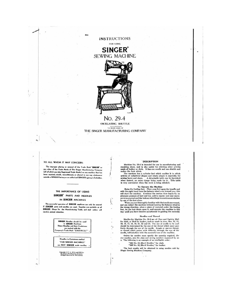 Singer 29K4 User Manual Compressed | PDF