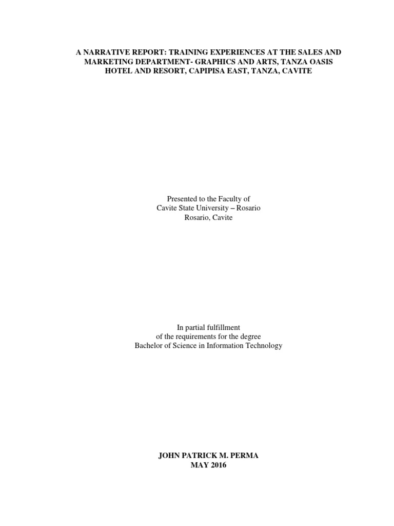 A Narrative Report Training Experiences | PDF | Behavior Modification