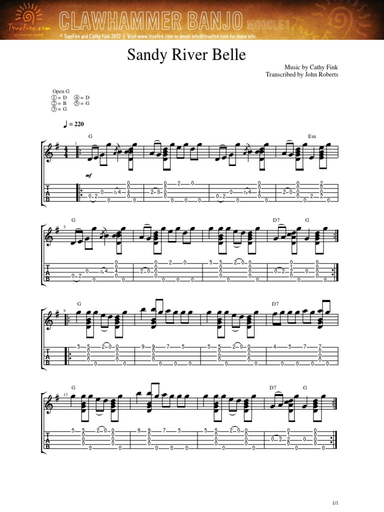 Sandy River Belle: Open G 1 D 2 B 3 G 4 D 5 G | PDF