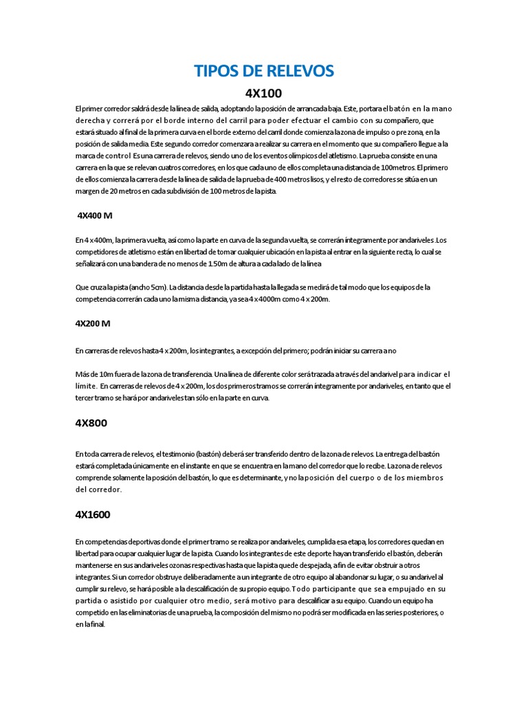 Tipos de Relevos | Deporte del atletismo | Deportes