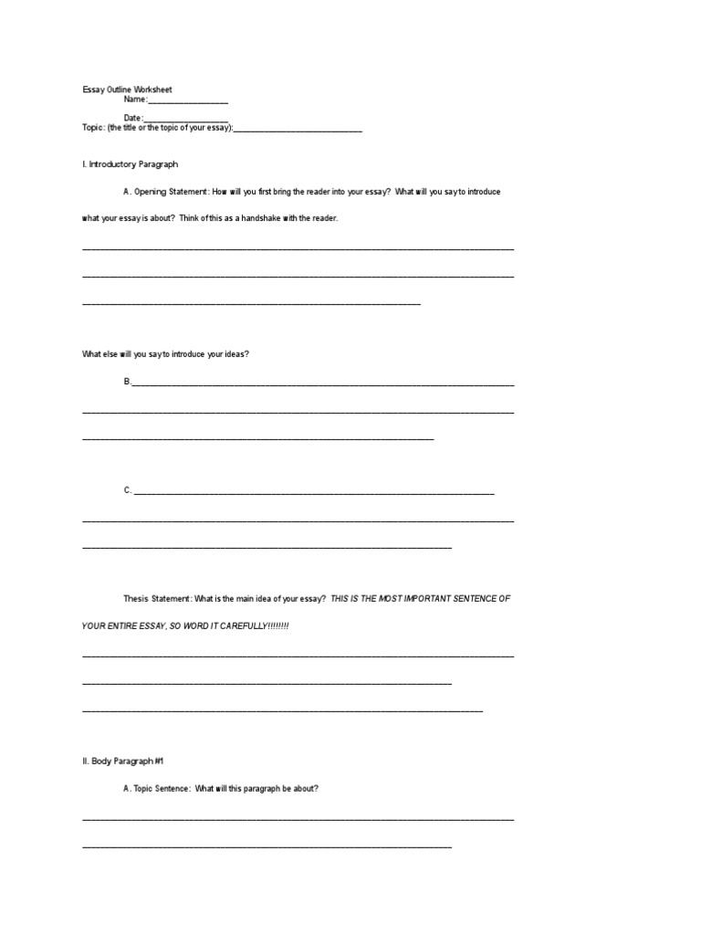 Blank Informative Essay Outline Template Sample | PDF | Paragraph | Essays