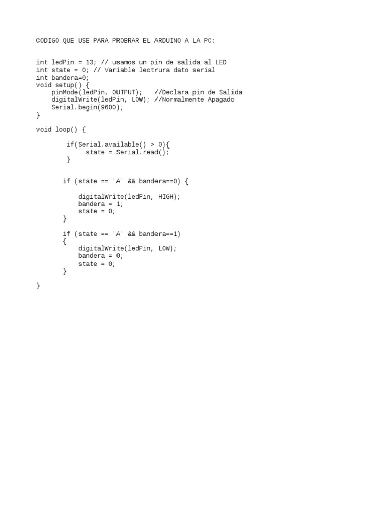 Codigo de Arduino A PC | PDF