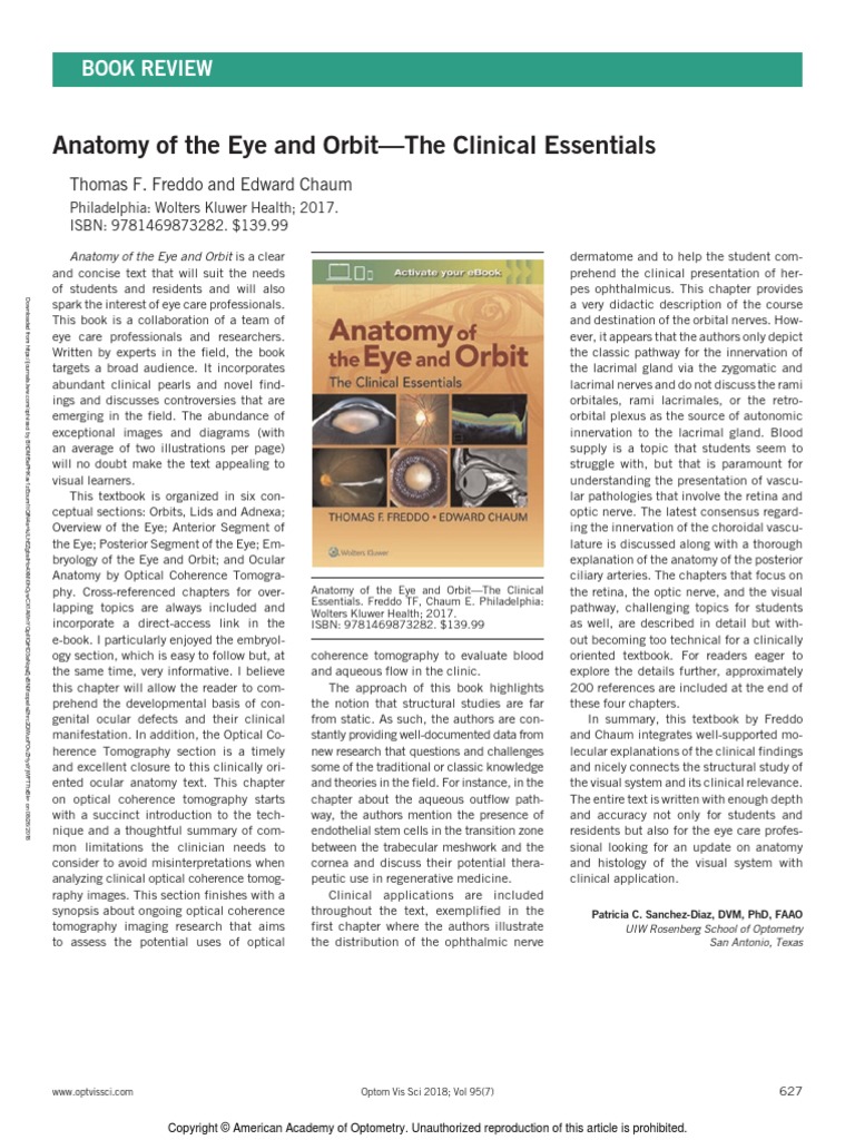 Anatomy of The Eye and Orbit The Clinical.12 | PDF | Human Eye | Optometry