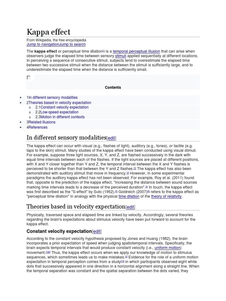 Kappa Effect: in Different Sensory Modalities | PDF | Mental Processes ...