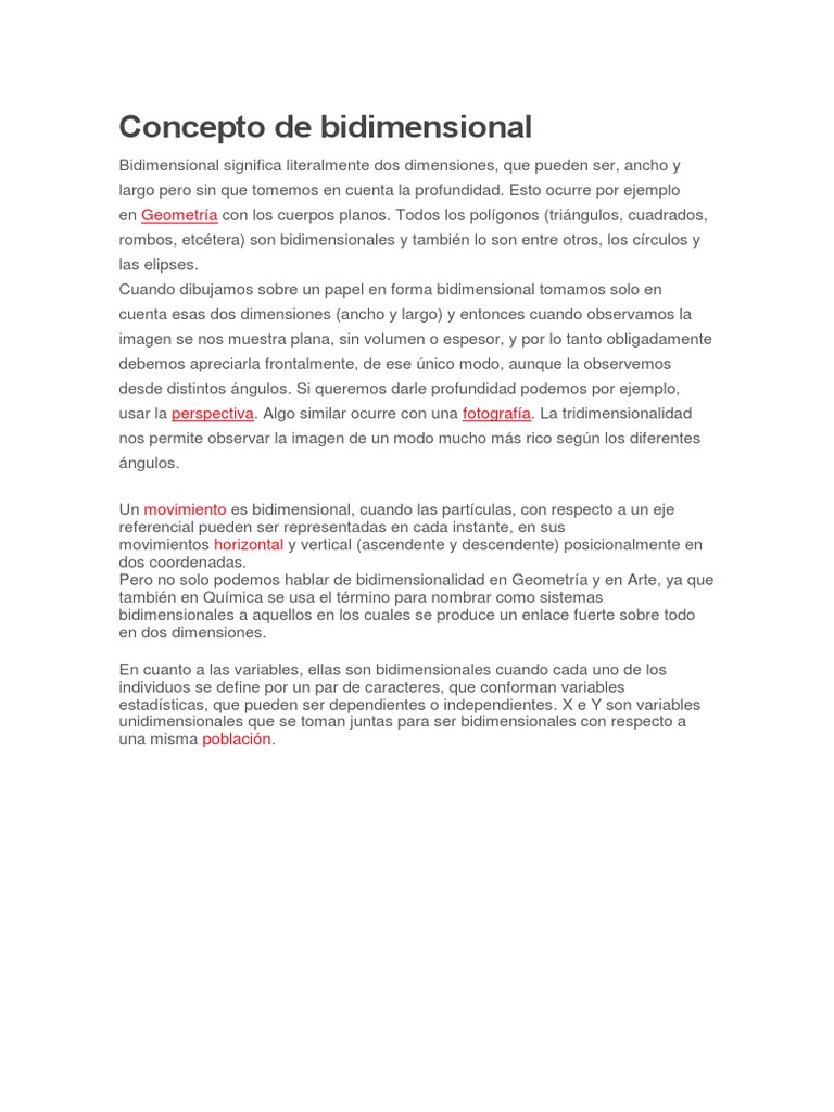 Concepto de Bidimensional | PDF | Dimensión | Sistema coordinado