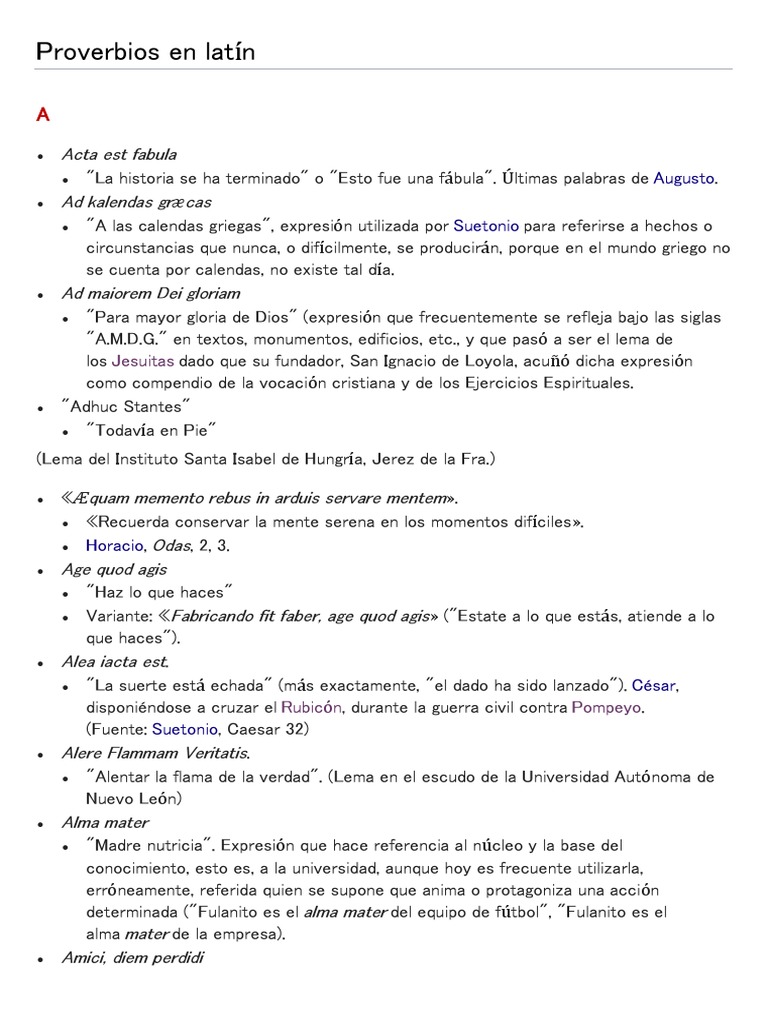 Proverbios en Latín | PDF | Dios | Horacio