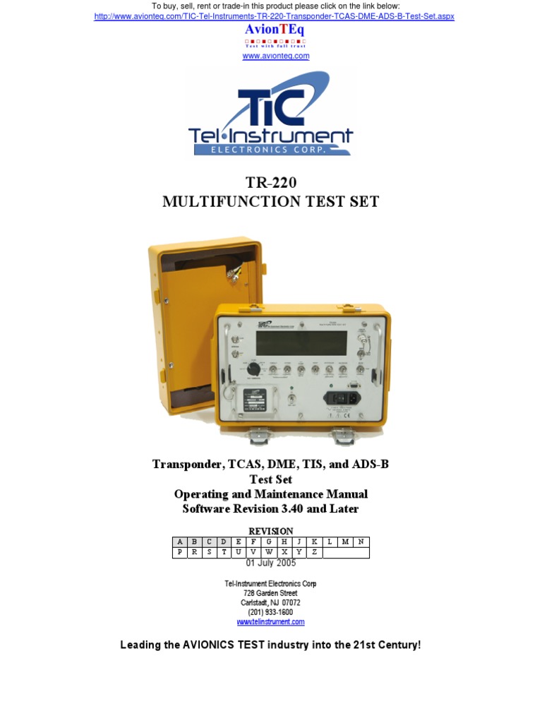 TR 220 Operational Manual | PDF | Transponder (Aeronautics ...