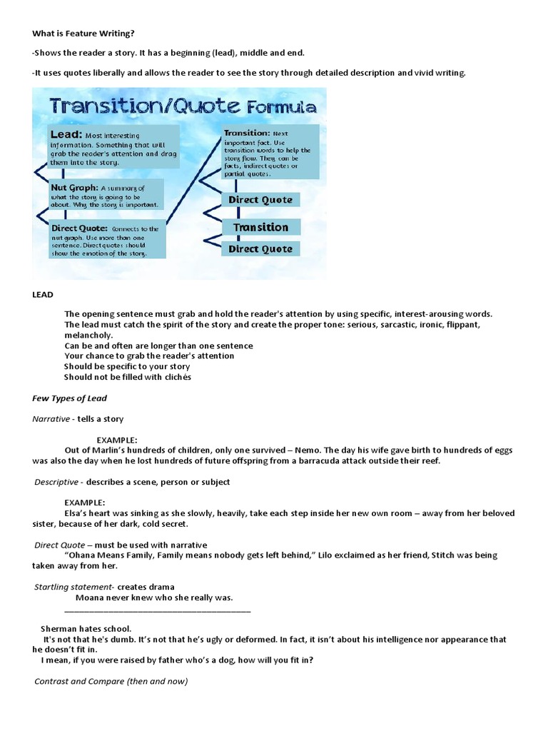 What Is Feature Writing/Ano Ang Lathalain | PDF