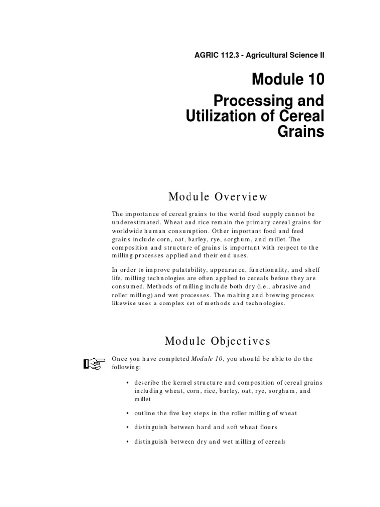 Processing and Utilization of Cereal Grains: Module Overview | PDF ...
