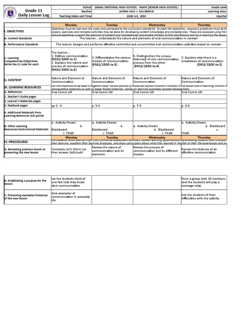 DLL Oral Comm Week 1 | PDF | Learning | Communication