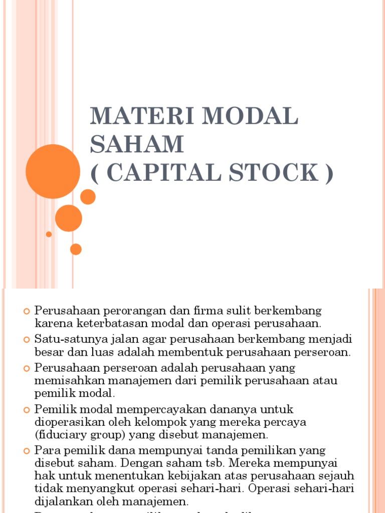 Materi Modal Saham dan Akuntansinya | PDF