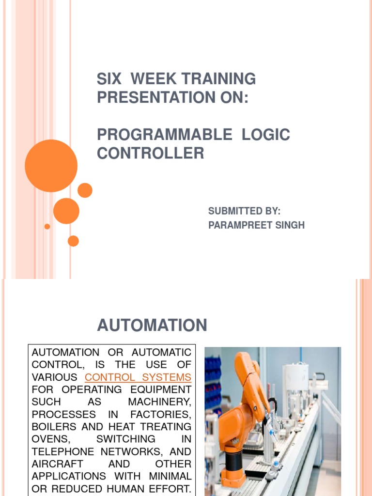 Six Week Training Presentation On: Programmable Logic Controller | PDF ...