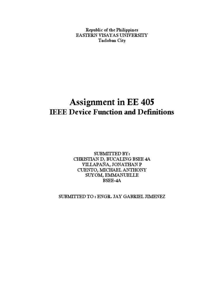 Ieee Device Function Number | PDF | Relay | Switch