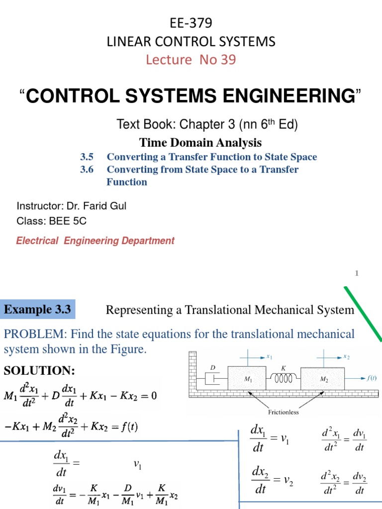 8-Lecture 39 TF To SS and SS To TF Conversion | PDF | Mathematical ...