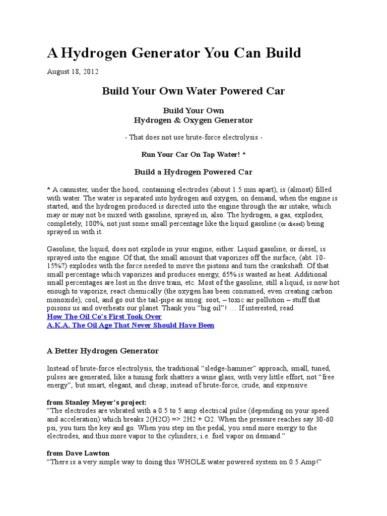 A Hydrogen Generator You Can Build | PDF | Internal Combustion Engine ...