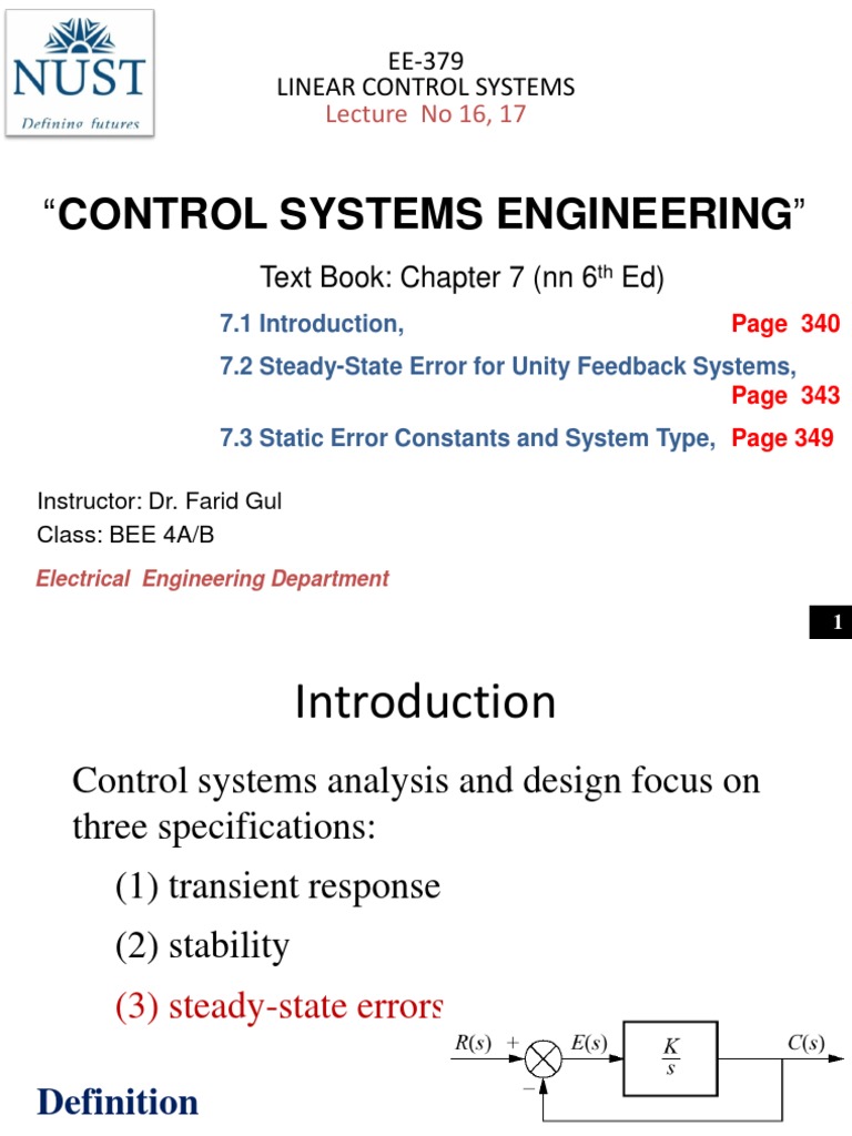 Lecture 16 , 17 Steady-State Error for Unity Feedback System.pptx ...