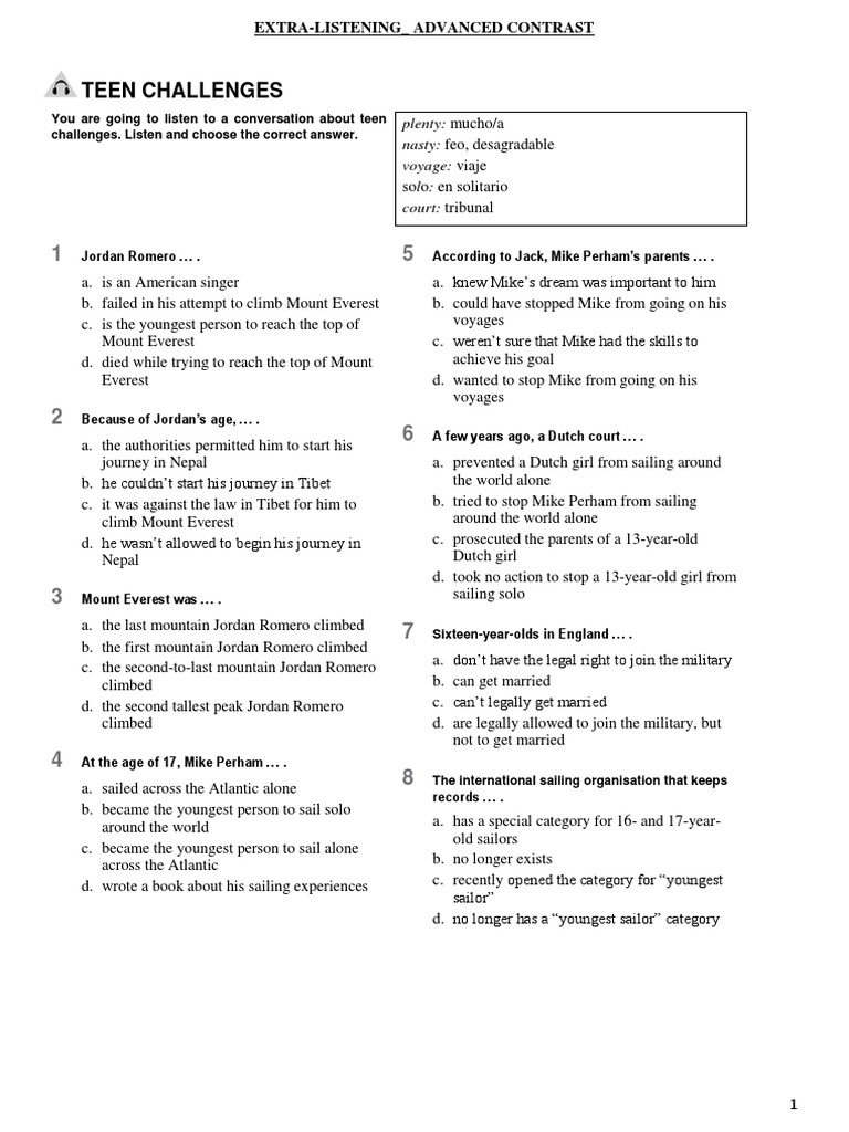 Extra-Listening Advanced Contrast | PDF | Mustang | Mount Everest