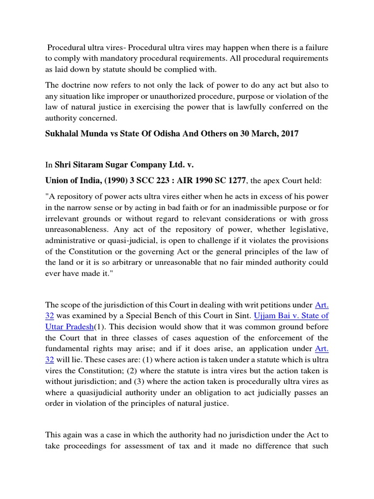 Procedural Ultra Vires | PDF | Constitution | Certiorari