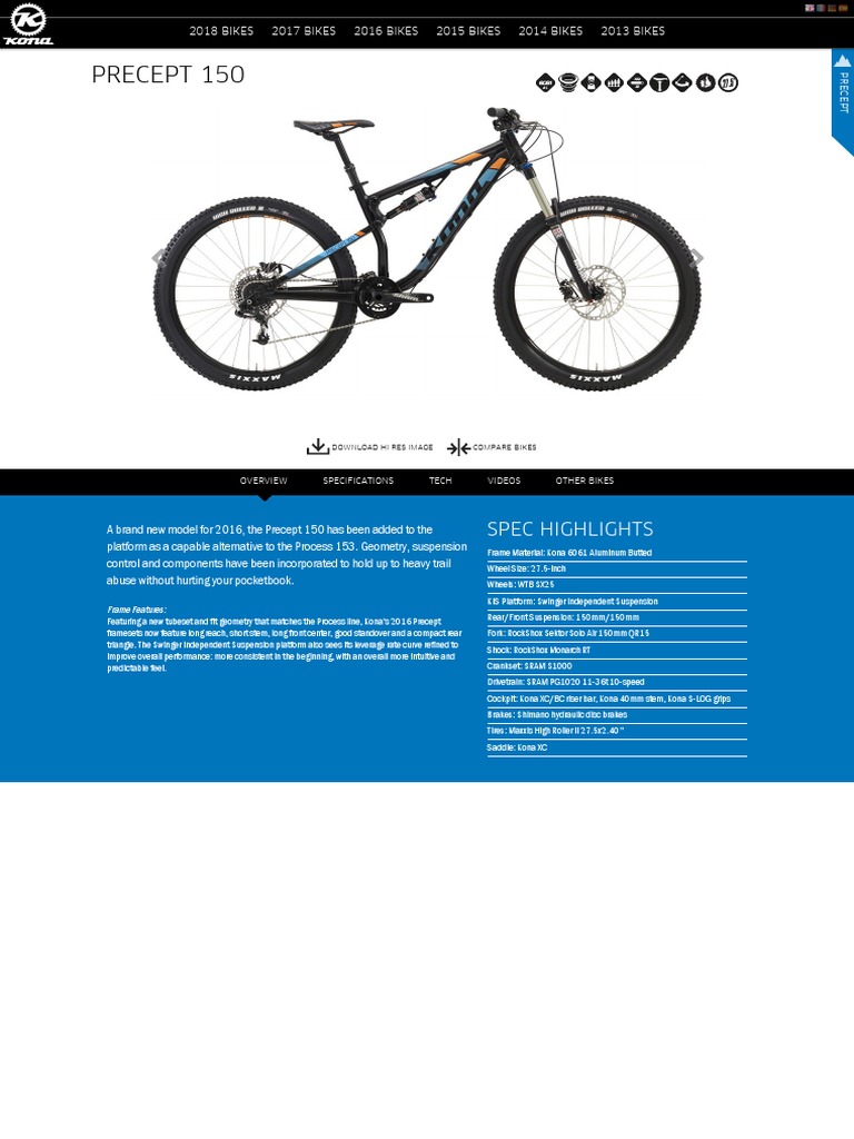 Kona Bikes - 2016 Bikes - Precept - Precept 150 | PDF | Vehicle Technology | Automotive Technologies