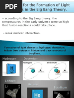 Formation of The Light Elements in The Big Bang Theory: Explanation and ...