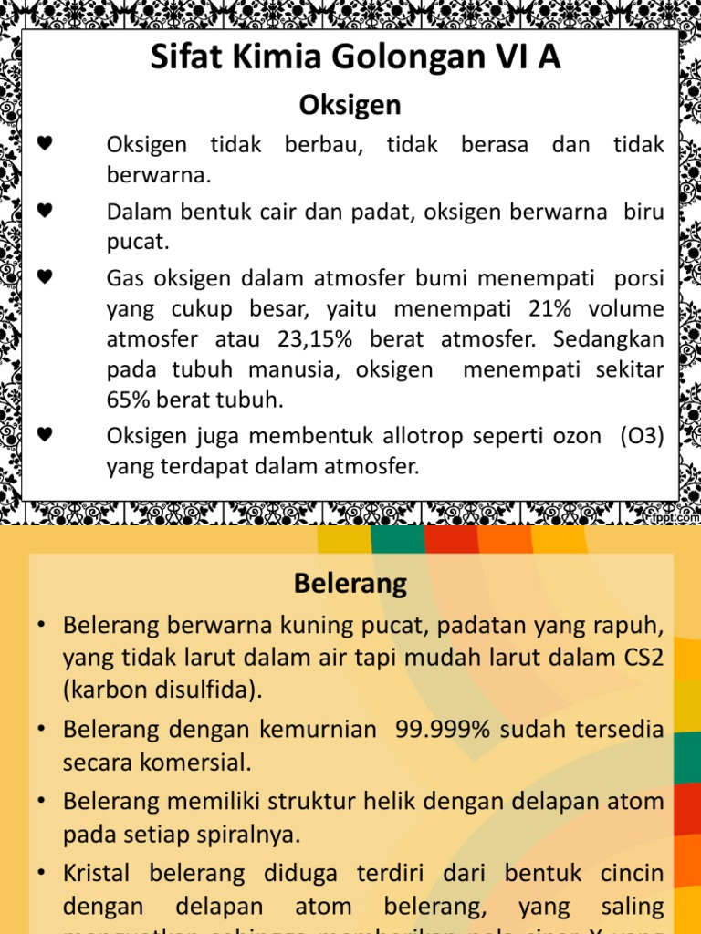 Sifat Kimia Unsur Golongan 6A | PDF