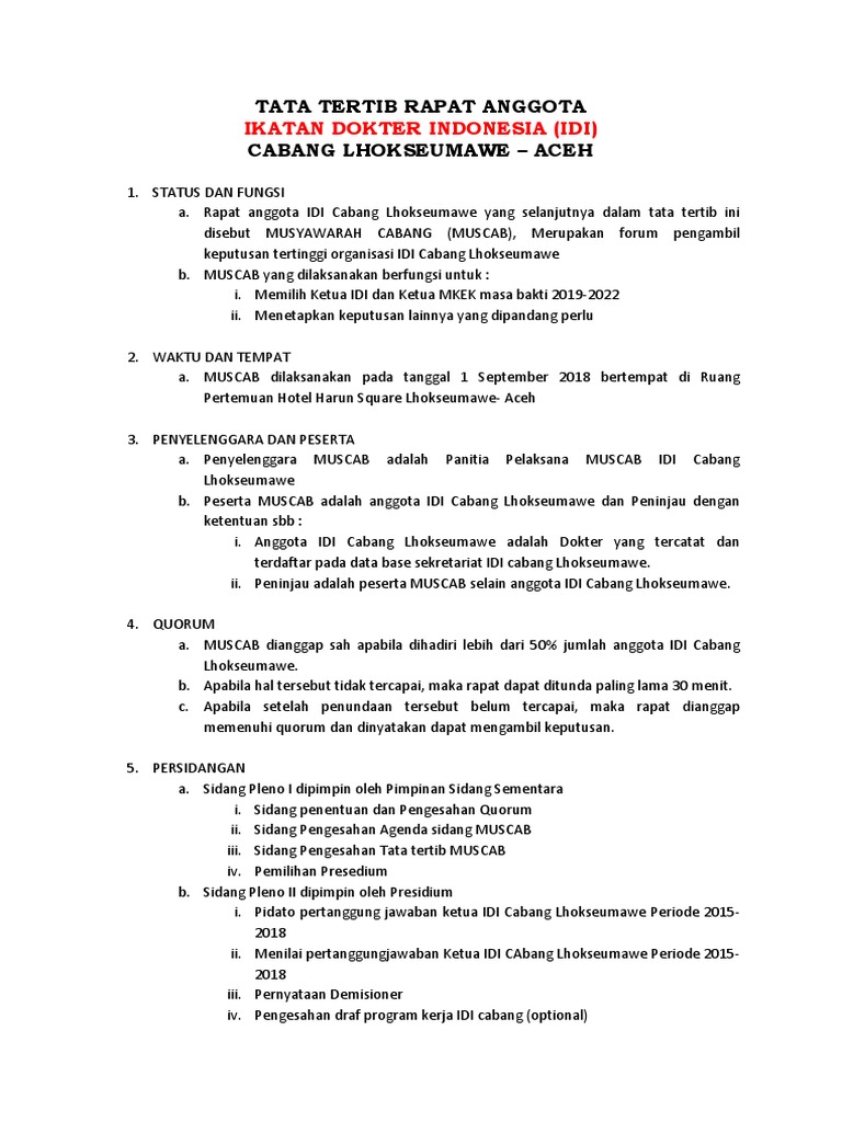 Tata Tertib Rapat Anggota | PDF