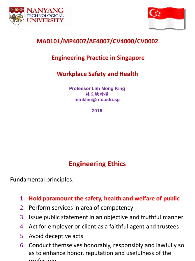 Engineering Practice - Workplace Safety and Health 2016 | PDF | Risk ...