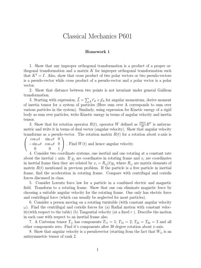 Classical Mechanics P601 | PDF | Velocity | Differential Geometry
