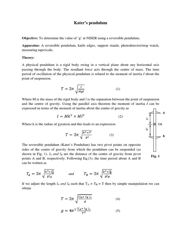1 Kater's Pendulum | PDF | Pendulum | Physical Quantities