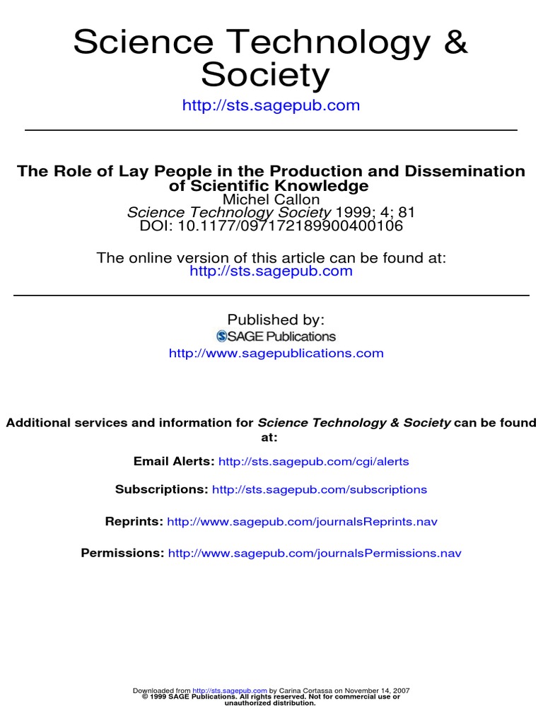 The Role of Lay People in The Production and Dissemination of ...