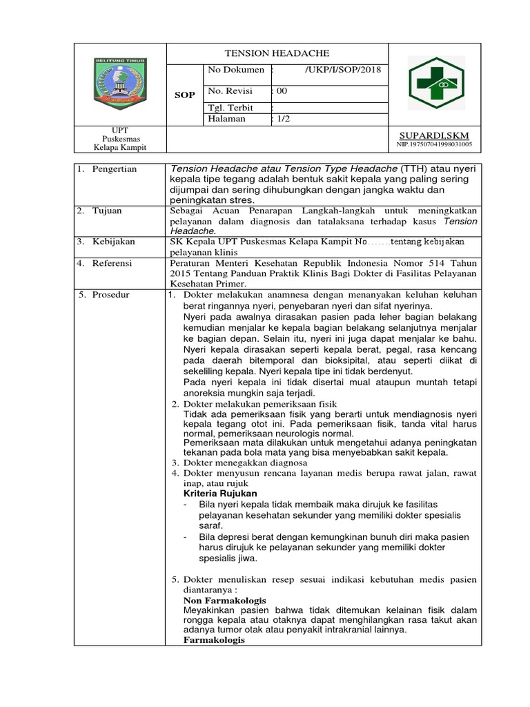 Tension Headache Atau Tension Type Headache (TTH) Atau Nyeri | PDF