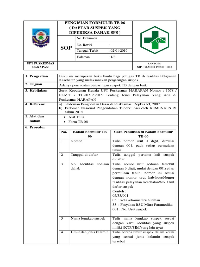 Pengisian Formulir TB 06 | PDF