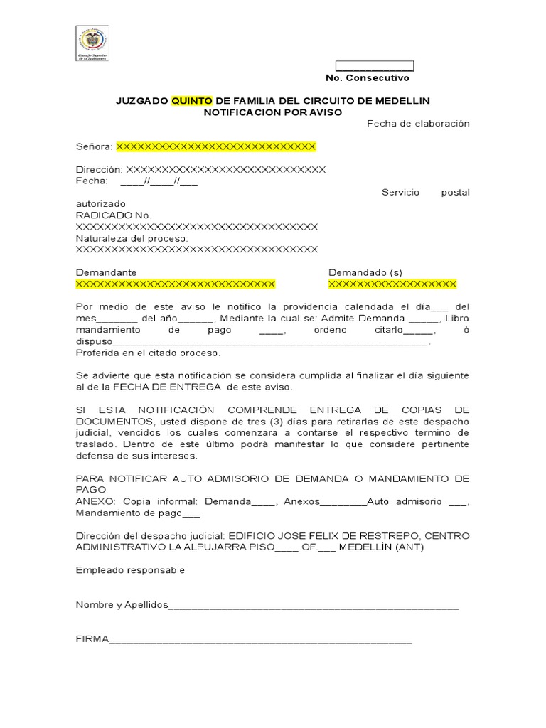 70 Formato de Notificacion Por Aviso | PDF | Gobierno