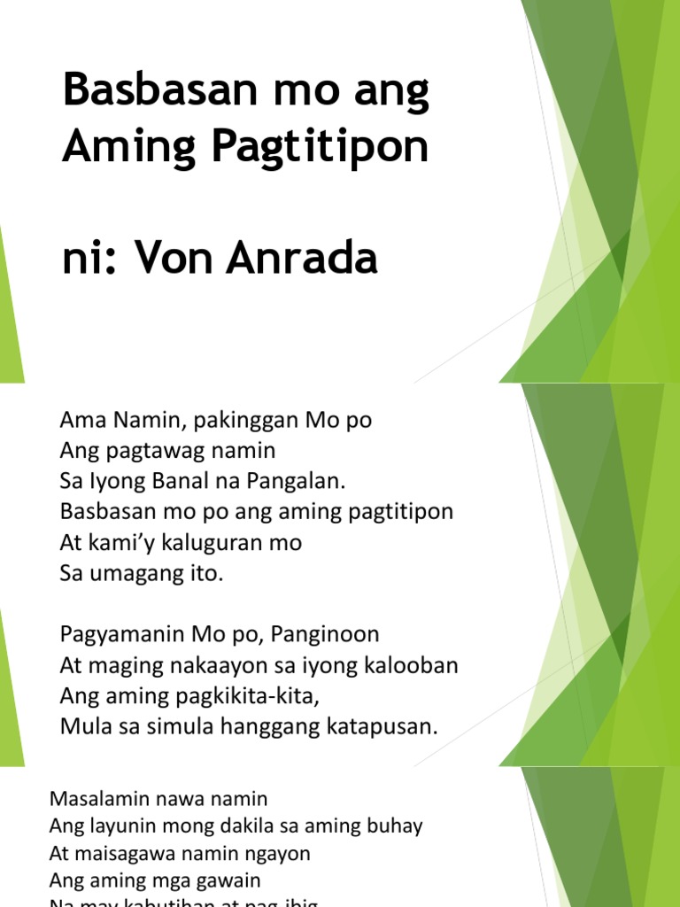 Basbasan Mo Ang Aming Pagtitipon Ni: Von Anrada | PDF