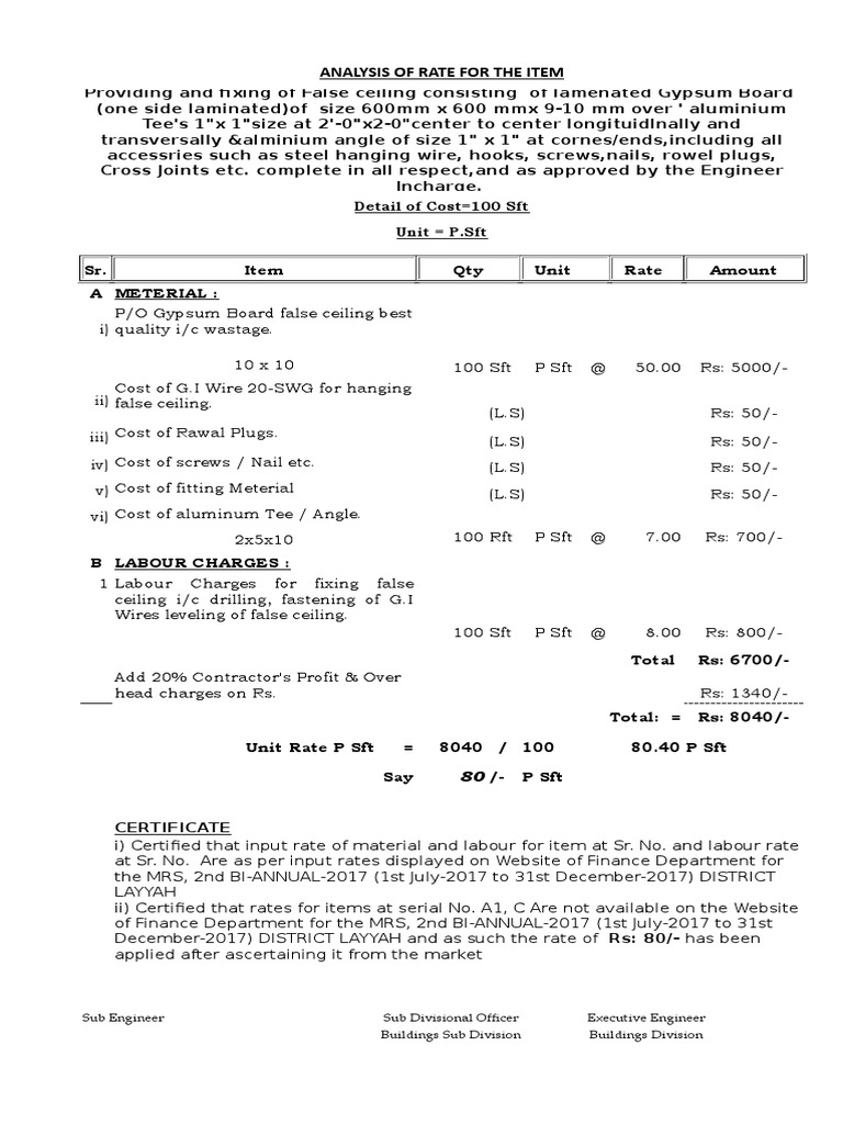 Analysis of False Ceiling | PDF | Building Engineering | Building Materials