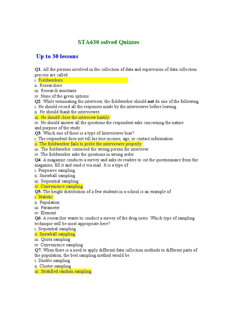 STA630 Final | PDF | Sampling (Statistics) | Validity (Statistics) STA630 Final | PDF | Sampling (Statistics) | Validity (Statistics)